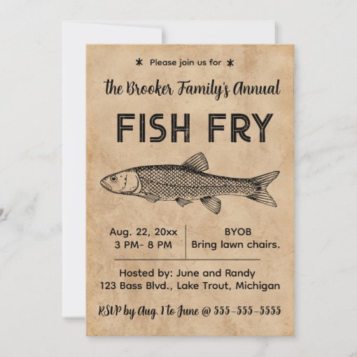 Editable Fish Fry Invitation Card | Zazzle