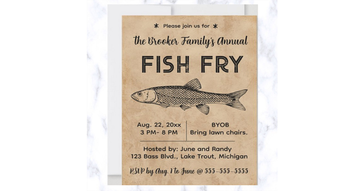 Editable Fish Fry Invitation Card | Zazzle