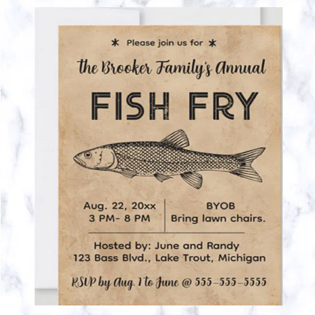 Editable Fish Fry Invitation Card | Zazzle