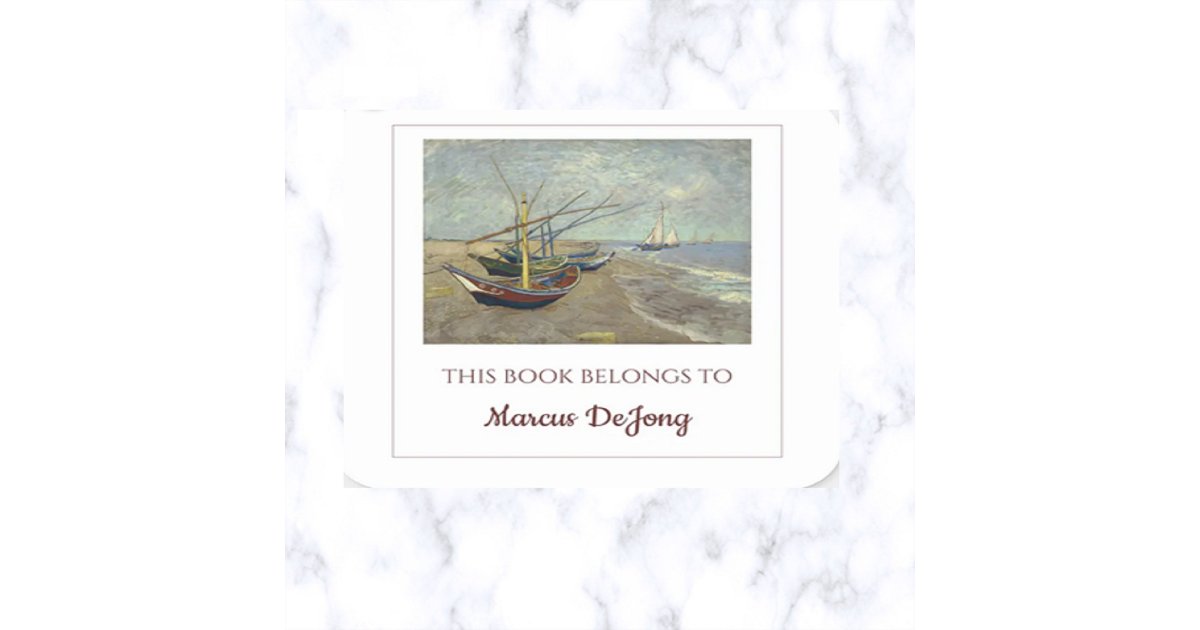 Editable Fishing Boats by Van Gogh Bookplate | Zazzle