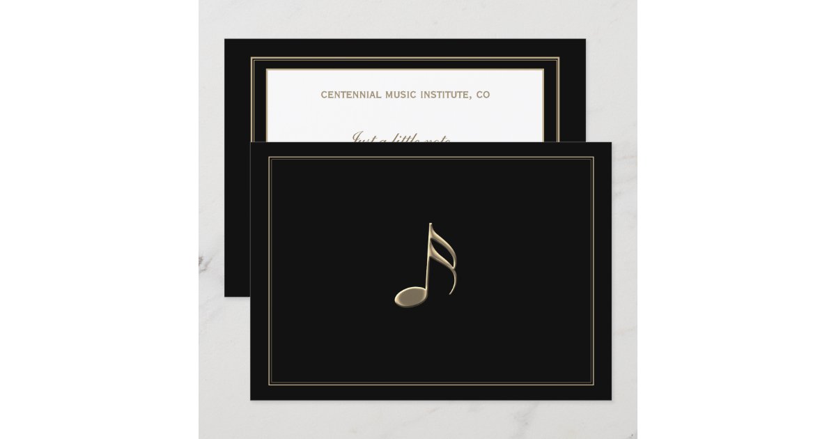 Editable Formal Black Gold Music Note Gold Border Card | Zazzle