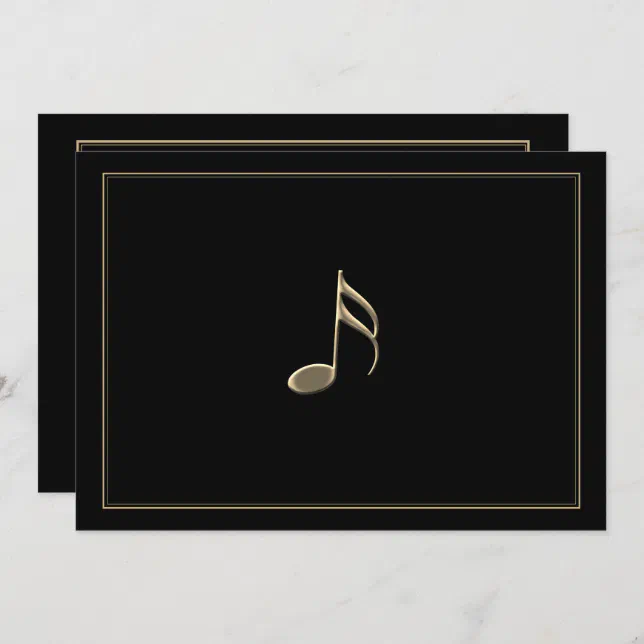 Editable Formal Black Gold Music Note Gold Border Card | Zazzle