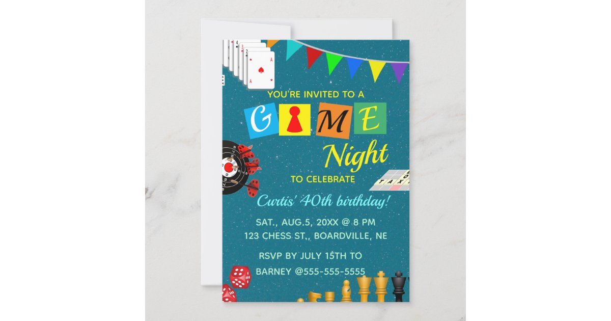 Editable Game Night Birthday Invitation | Zazzle