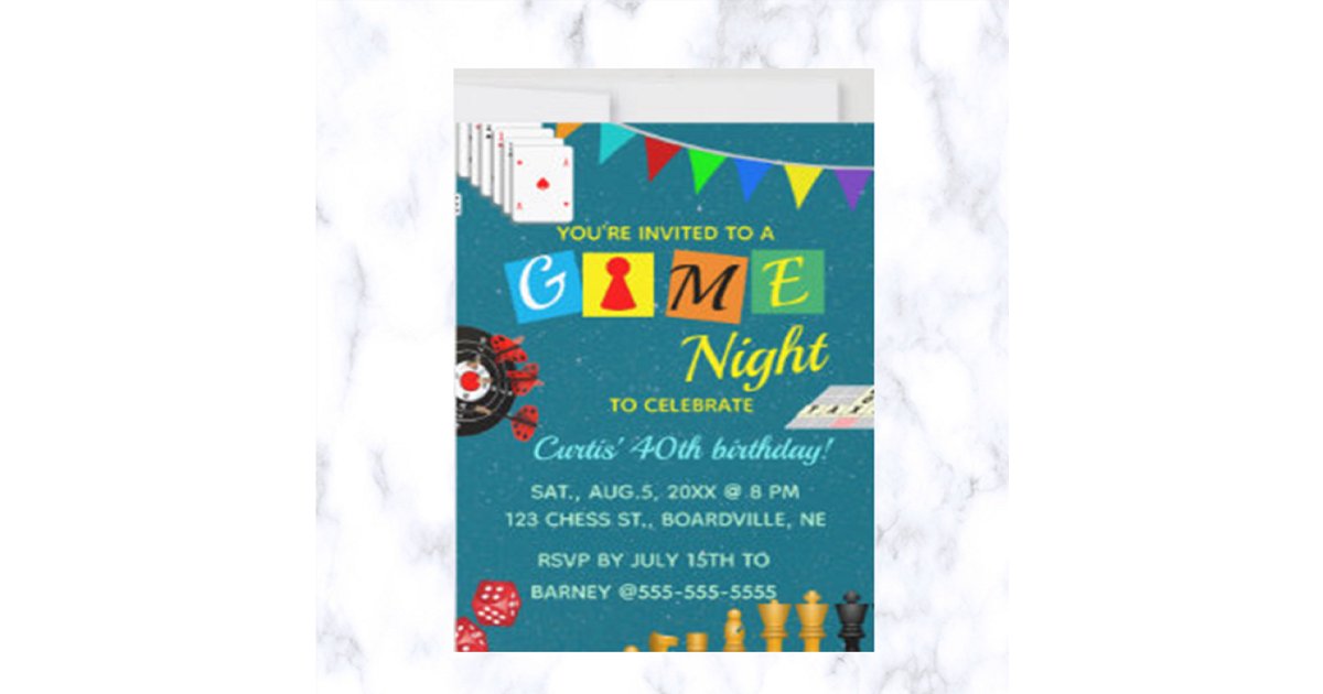 Editable Game Night Birthday Invitation | Zazzle