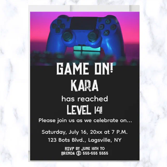 Editable Gamer Birthday Invitation | Zazzle