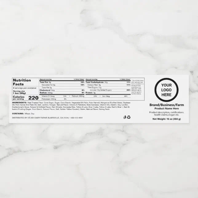 Editable Generic Prime Nutrition Facts Food Label | Zazzle