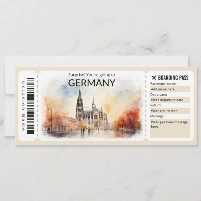 Editable Germany Plane ticket, Germany Trip Invitation | Zazzle