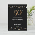 Editable Gold and Black confetti 50th birthday Program | Zazzle