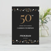 Editable Gold and Black confetti 50th birthday Program | Zazzle