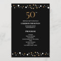 Editable Gold and Black confetti 50th birthday Program | Zazzle