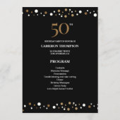 Editable Gold and Black confetti 50th birthday Program | Zazzle