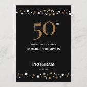 Editable Gold and Black confetti 50th birthday Program | Zazzle