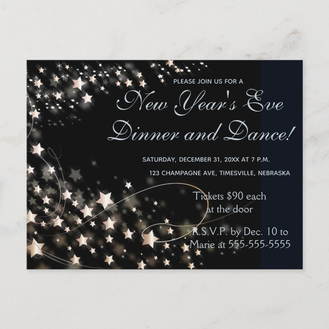 Editable Gold Floating Stars Invitation | Zazzle