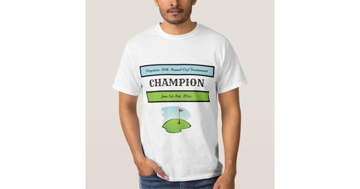 Editable Golf Champion T-Shirt | Zazzle
