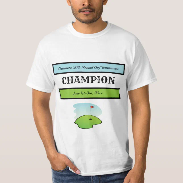 Editable Golf Champion T-Shirt | Zazzle