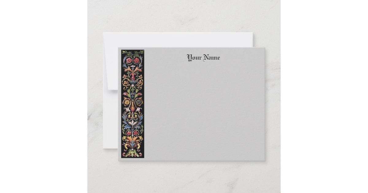 Editable Gothic Floral Illuminated Medieval Note Card | Zazzle