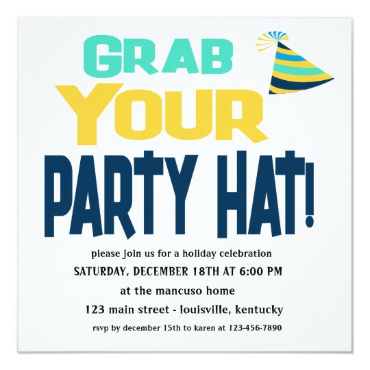 Editable Grab Your Party Hat Invitation | Zazzle.com