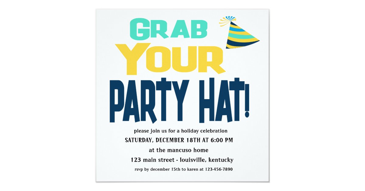Editable Grab Your Party Hat Invitation | Zazzle.com