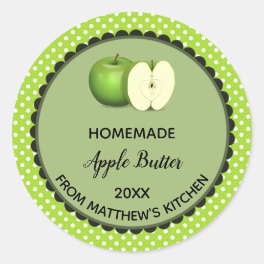 Editable Green Polka Dot Apple Butter Label | Zazzle.com