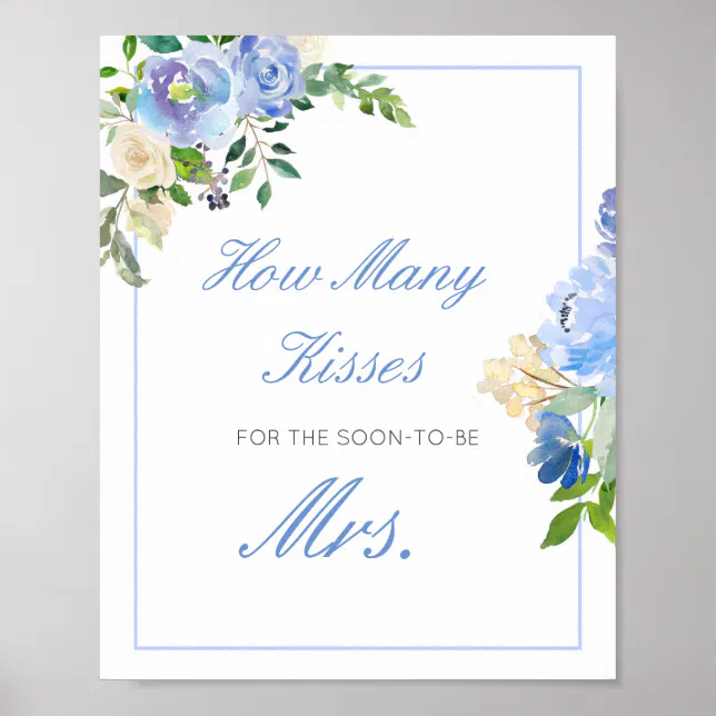 Editable Guess How Many Kisses for Soon Mrs Sign | Zazzle