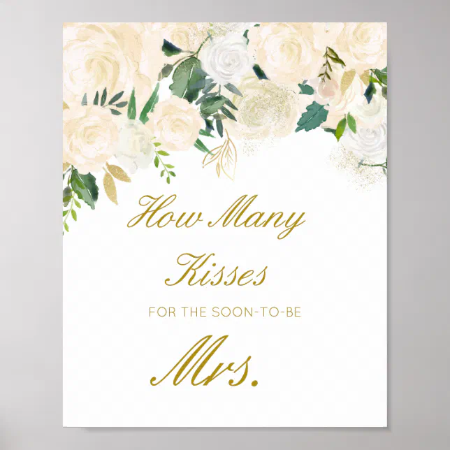 Editable Guess How Many Kisses for Soon Mrs Sign | Zazzle