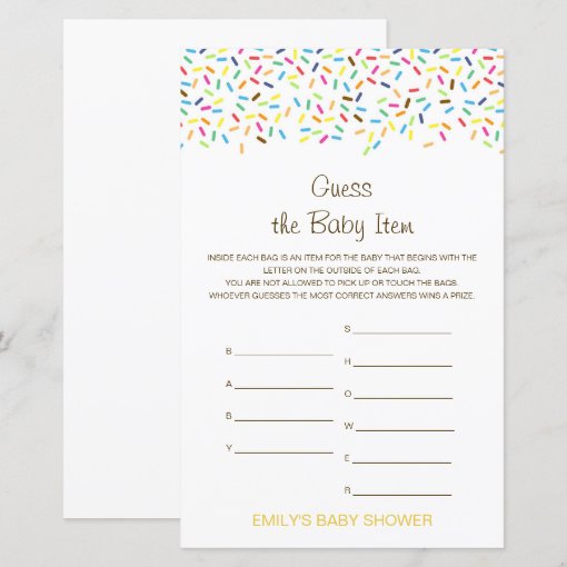 Editable Guess the Baby Item Baby Shower Game | Zazzle