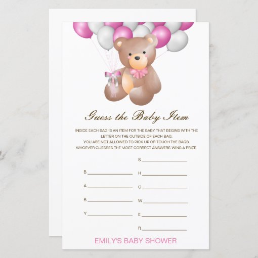 Editable Guess the Baby Item Baby Shower Game | Zazzle