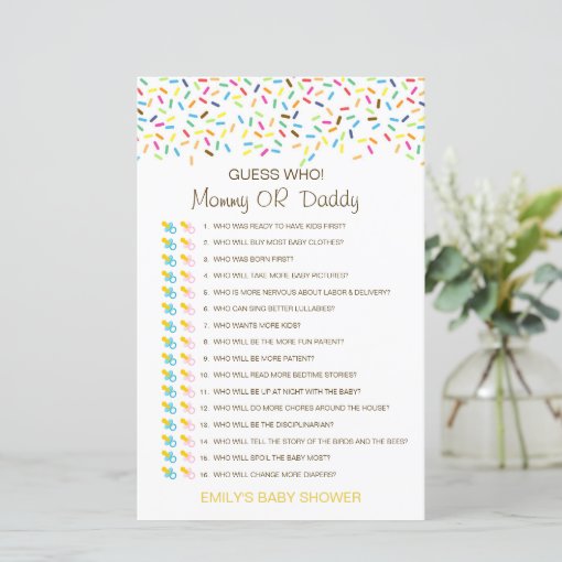Editable Guess Who, Mom or Dad Baby Shower Game | Zazzle