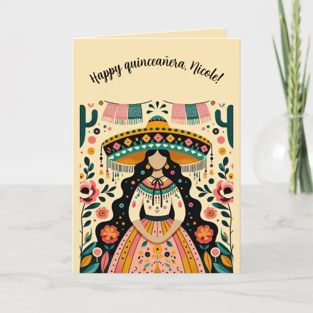 Editable Happy Quinceañera Card | Zazzle