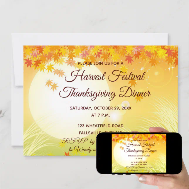 Editable Harvest Festival Thanksgiving Dinner Invitation | Zazzle