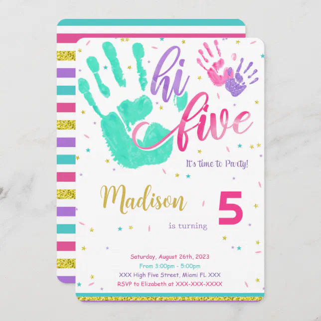 Editable High Five Birthday Invitation | Zazzle