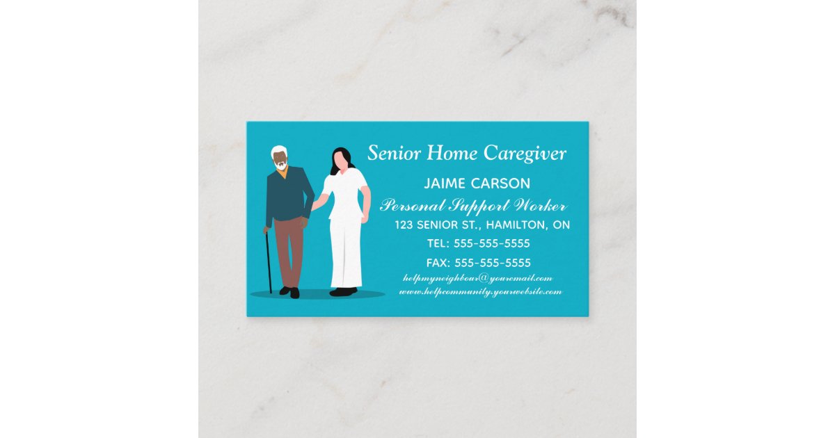 Editable Home Care and Personal Nursing Services Business Card | Zazzle
