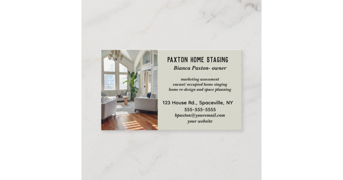 Editable Home Staging Business Card | Zazzle