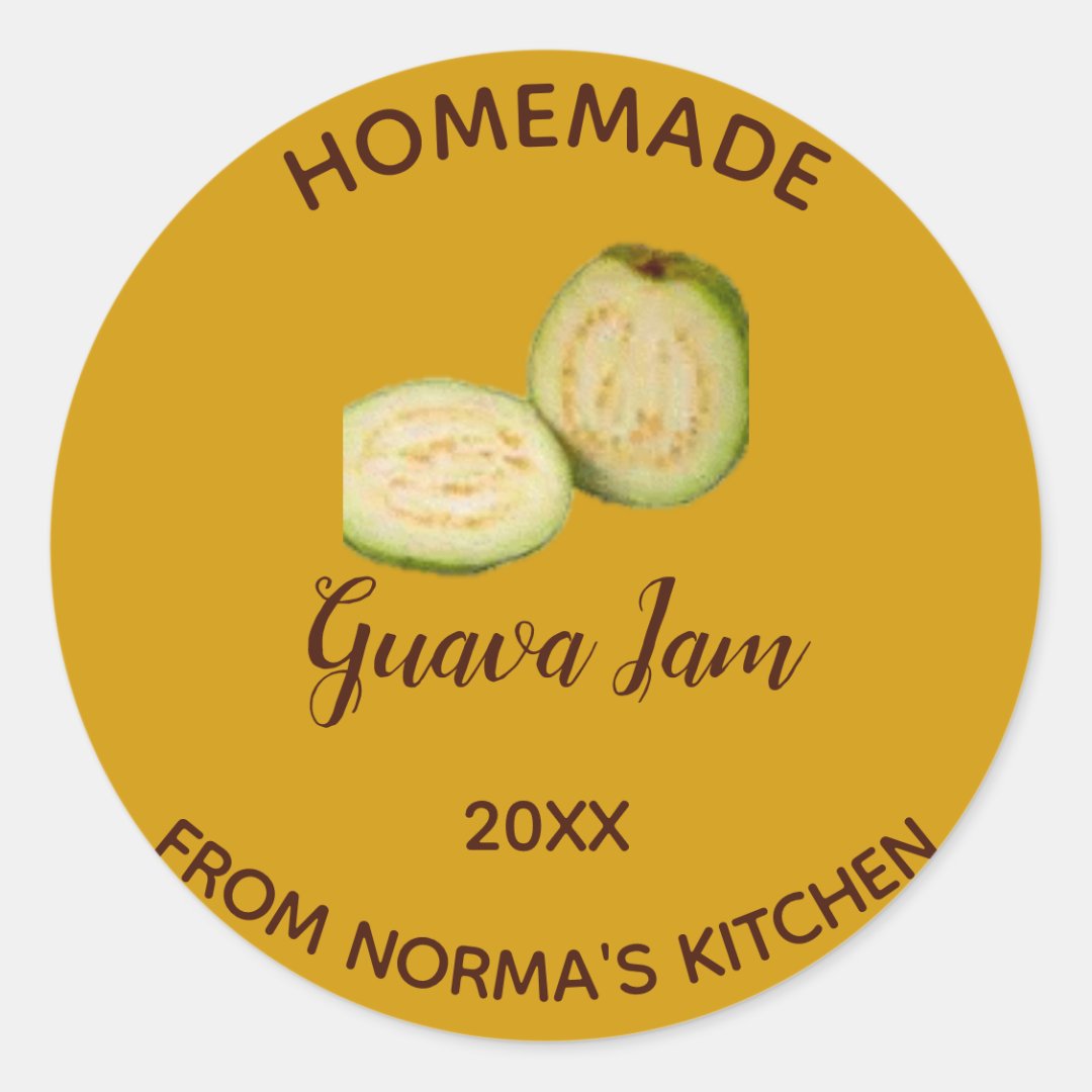 Editable Homemade Guava Jam Classic Round Sticker | Zazzle