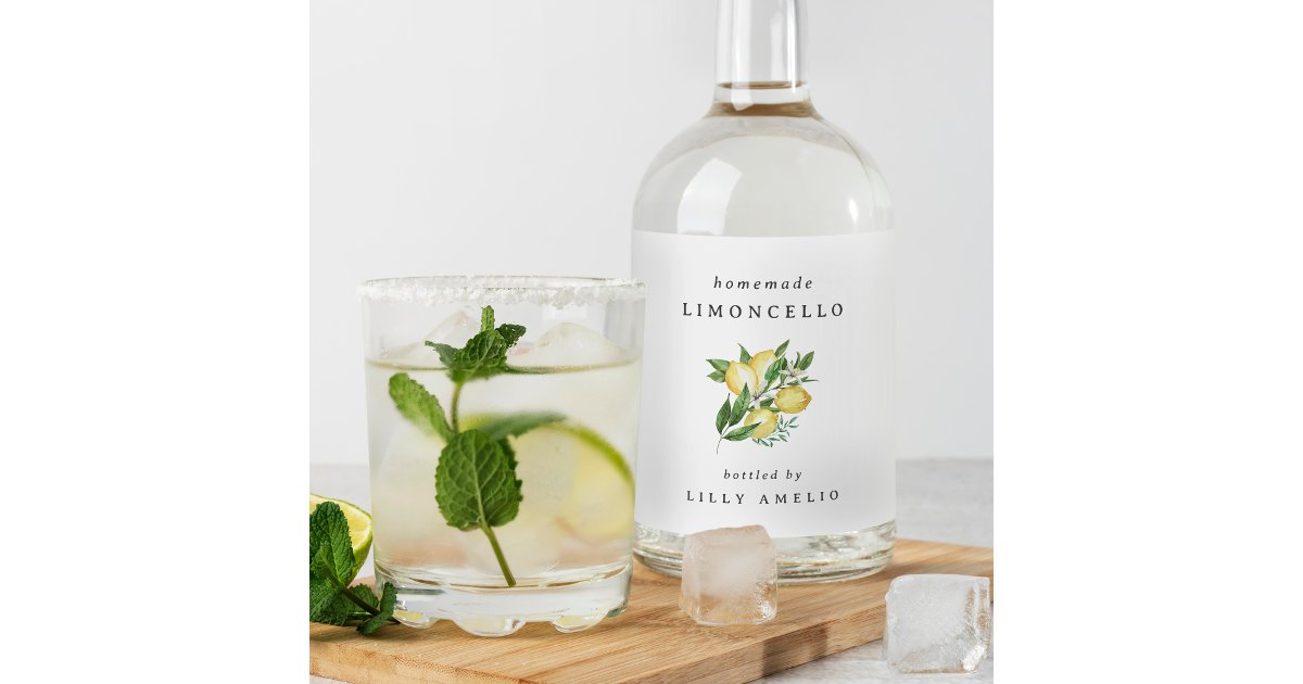 Editable Homemade Limoncello Liquor Bottle Label | Zazzle