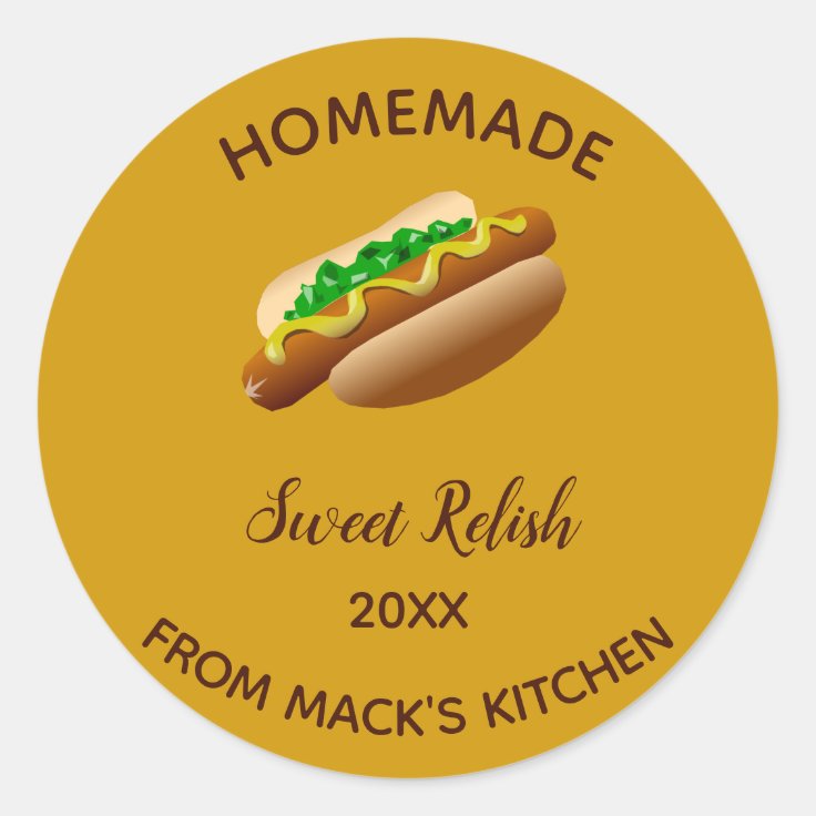 Editable Homemade Sweet Relish Classic Round Sticker | Zazzle