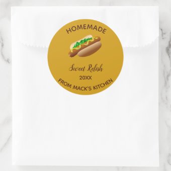 Editable Homemade Sweet Relish Classic Round Sticker | Zazzle