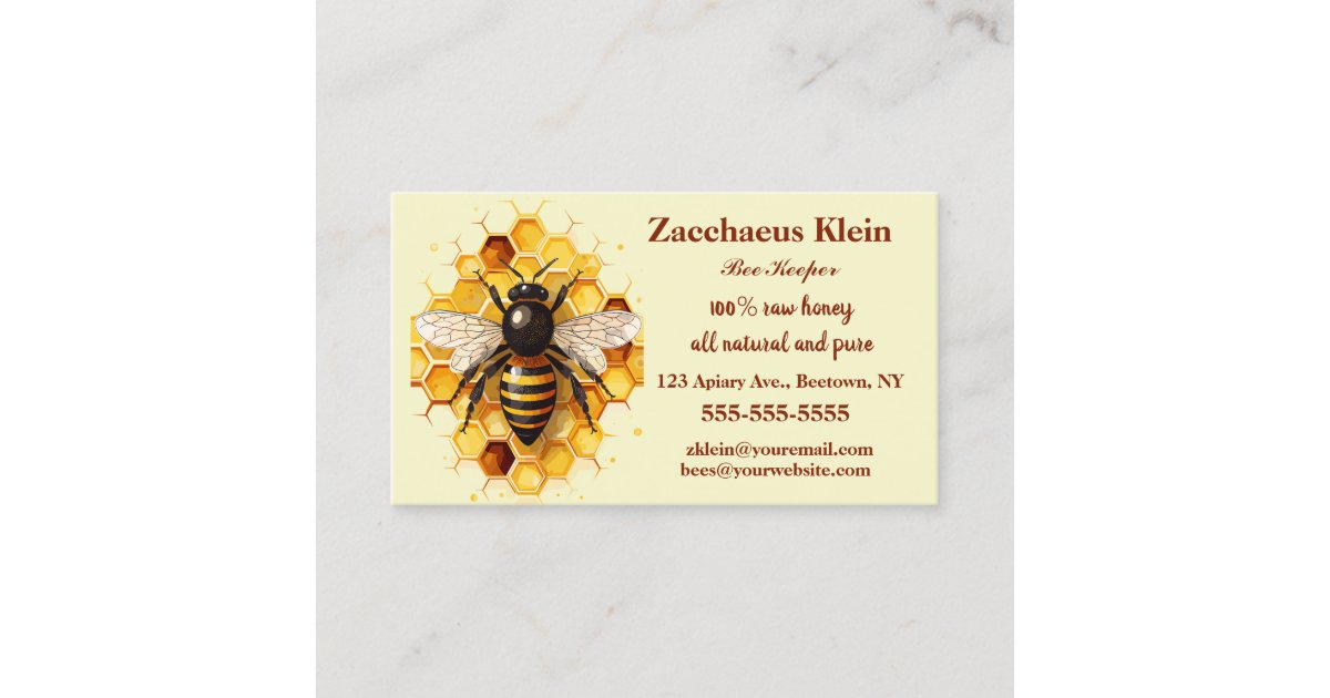 Editable Honey Bee Keeper Business Card | Zazzle
