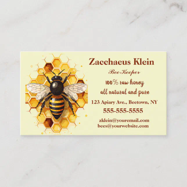Editable Honey Bee Keeper Business Card | Zazzle