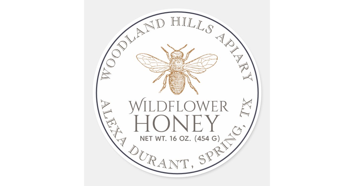 Editable Honey Jar Bee Wildflower Label | Zazzle