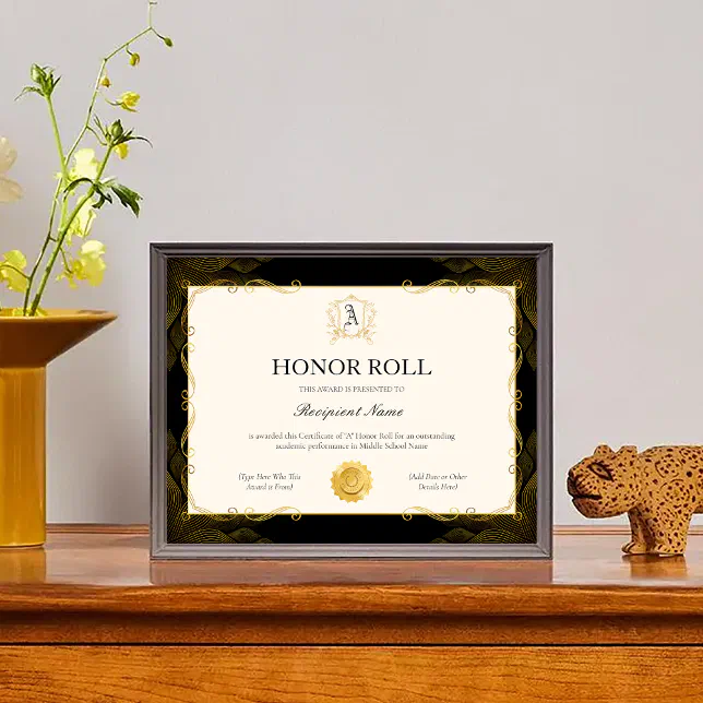 Editable Honor Roll Certificate Template Award | Zazzle