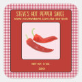 Editable Hot Pepper Sauce Square Sticker | Zazzle