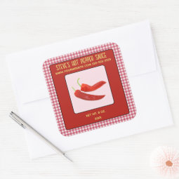 Editable Hot Pepper Sauce Square Sticker | Zazzle