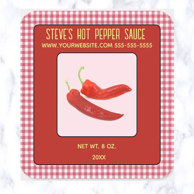 Editable Hot Pepper Sauce Square Sticker | Zazzle