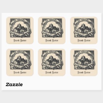 Editable House on a Book Square Sticker | Zazzle