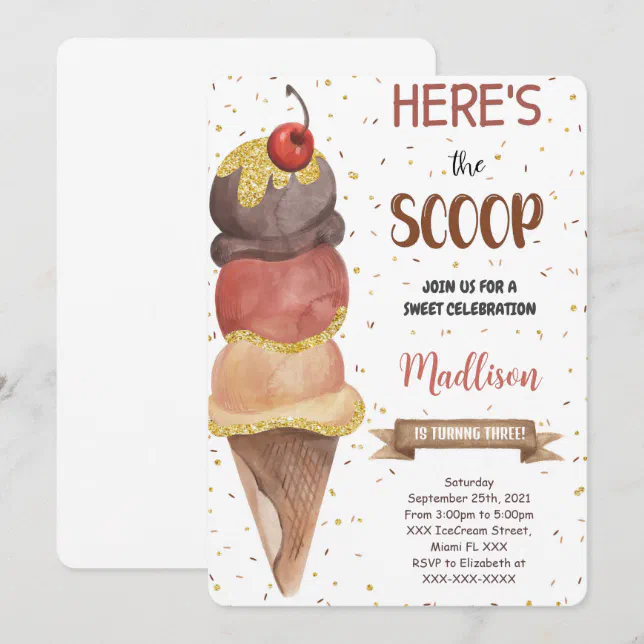Editable Ice Cream Birthday Invitation | Zazzle