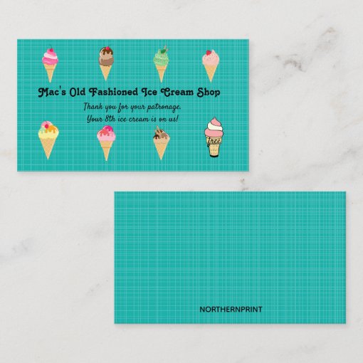 Editable Ice Cream Shop Loyalty Rewards Card | Zazzle