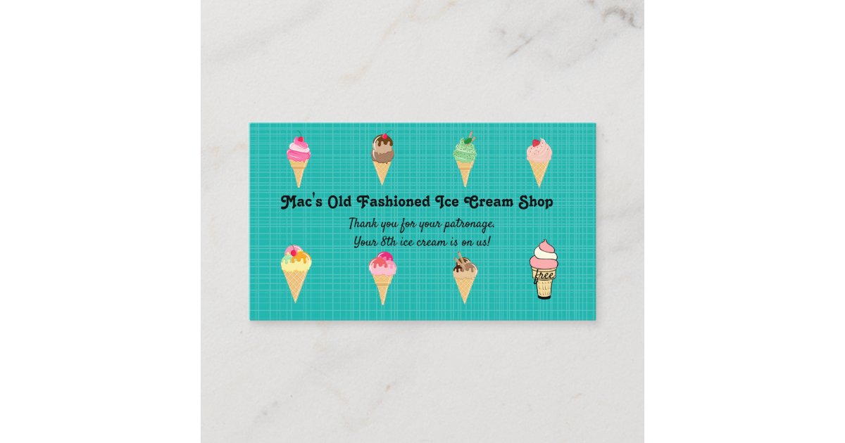 Editable Ice Cream Shop Loyalty Rewards Card | Zazzle