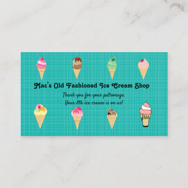Editable Ice Cream Shop Loyalty Rewards Card | Zazzle