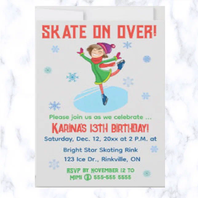 Editable Ice Skating Birthday Party Invitation | Zazzle